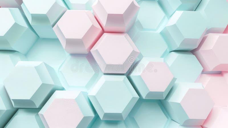 Light Turquoise and Blush Pink in an Elegant Pastel 3D Geometric Design ...