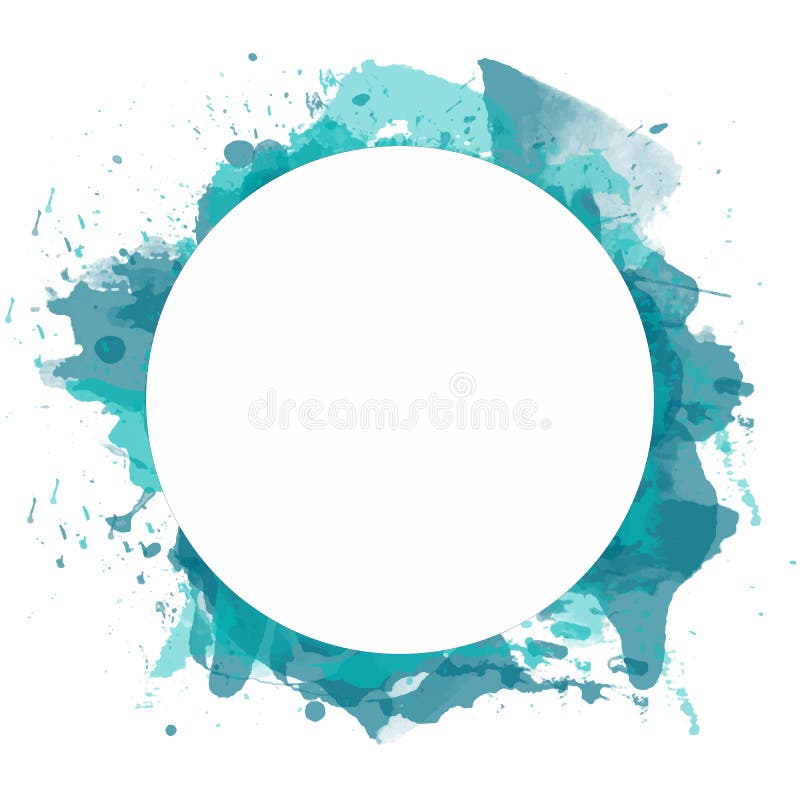 Light Turquoise Watercolor Circular Frame Design for Cards Stock Vector ...