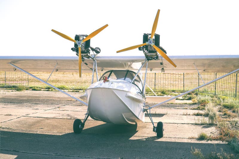 Light Twin-engine Amphibious Aircraft at the Airport Stock Photo ...