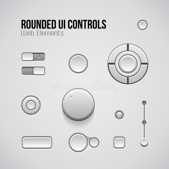 Light UI Controls Web Design Software Elements: Buttons, Switchers, Audio, Video, Joystick ...