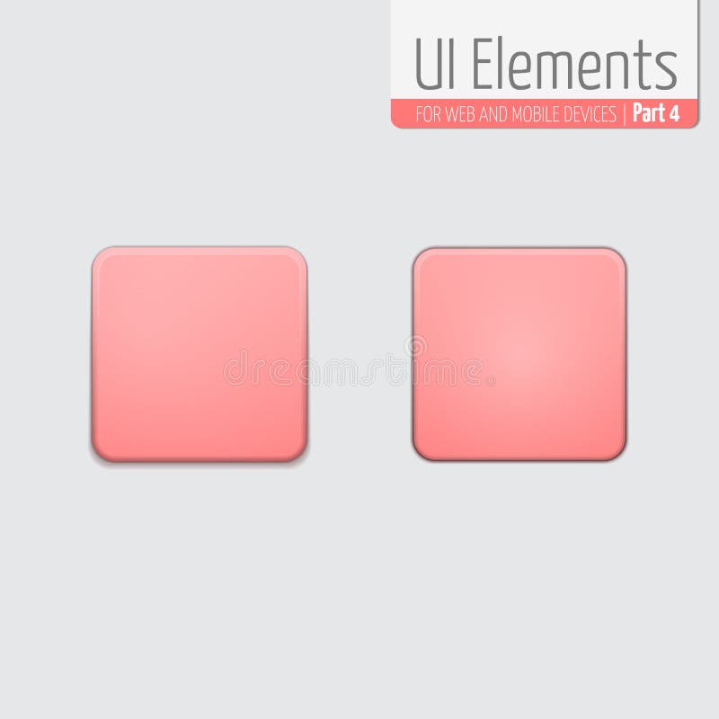 Light UI Elements Part 4: Square Button with Rounded Corners. UI Set ...