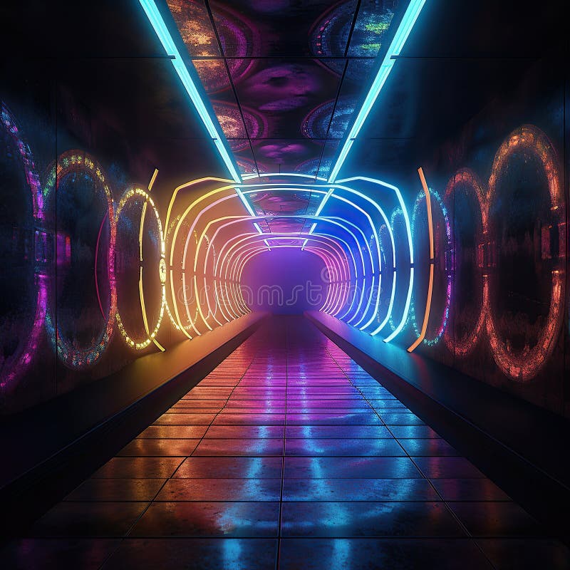 Light Underground Tunnel, Light Corridor, Neon Light - Created by ...