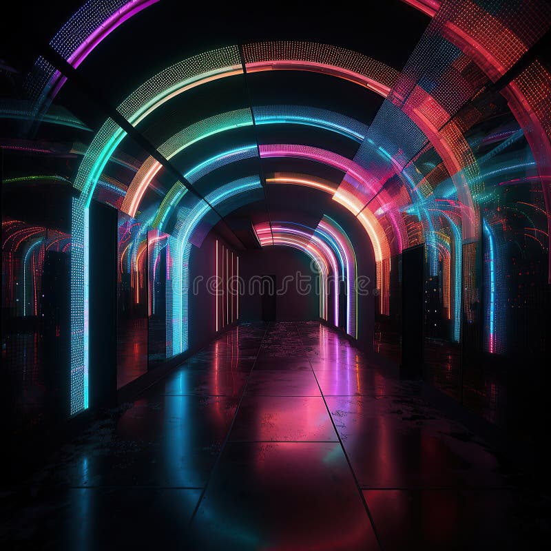 Light Underground Tunnel, Light Corridor, Neon Light - Created by ...