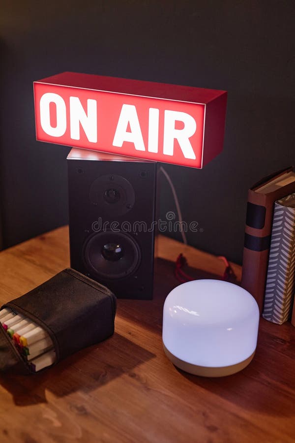 Light Up on Air Sign and Speakers Stock Illustration - Illustration of ...