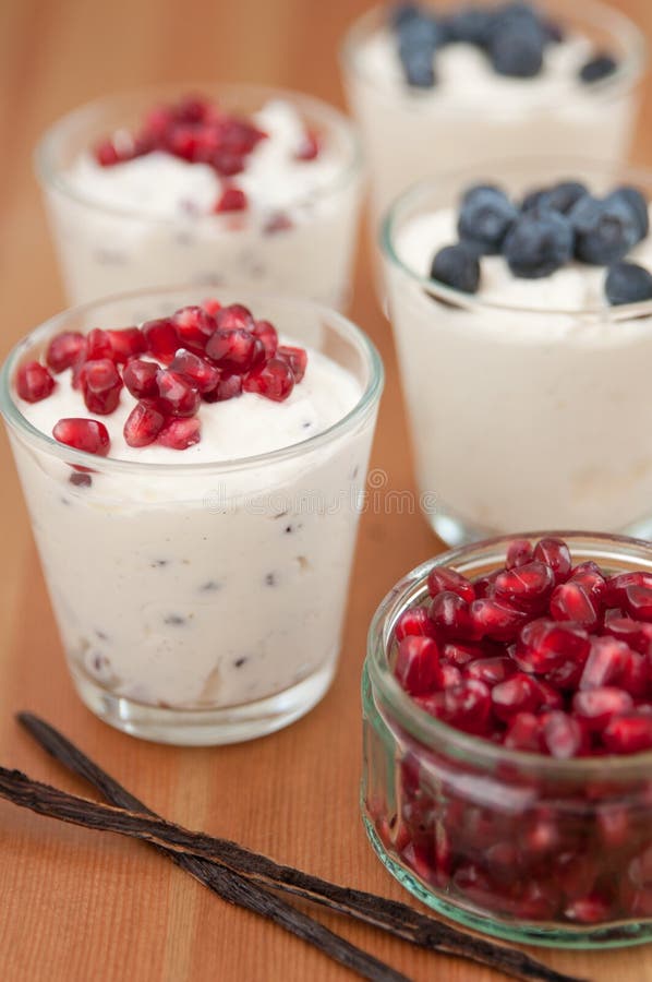 Light Vanilla Custard Cream with Berries Stock Photo - Image of fresh ...