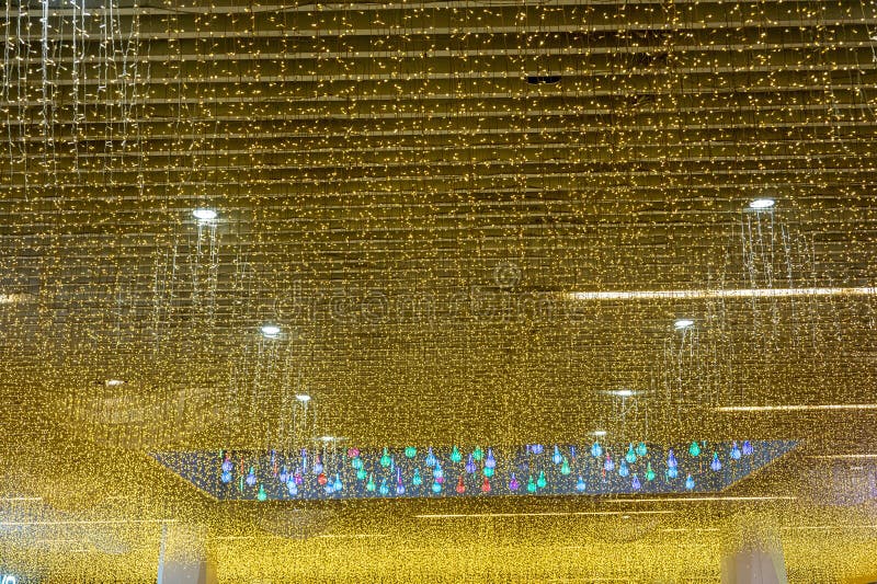 The Light Wall Composed of Yellow LED Light Beads Looks Like Stars in ...