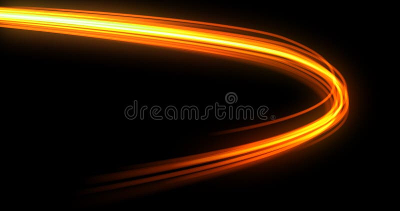 Light Wave Trail Path, Orange Yellow Neon Glowing Flash Curve with Spin ...