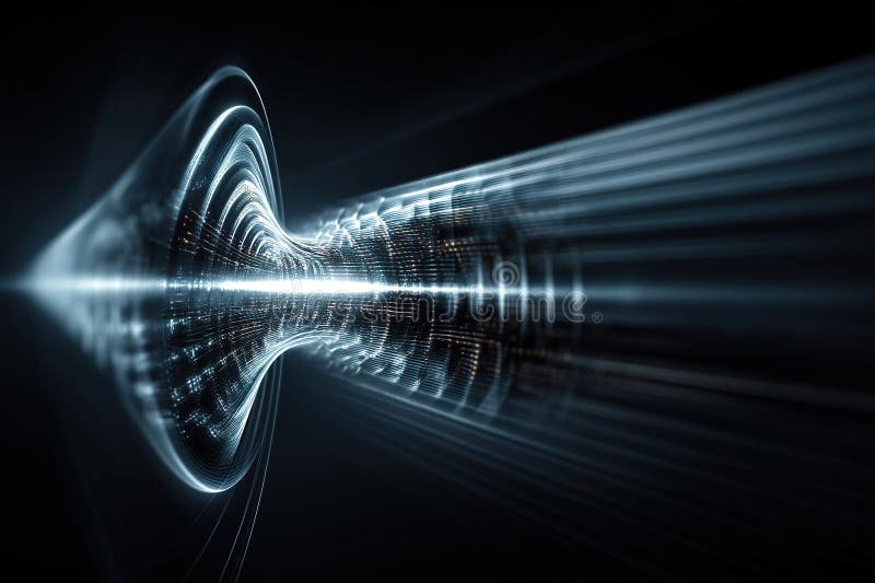 Light Waves Create an Abstract Design Resembling a Vortex in Dark Space ...