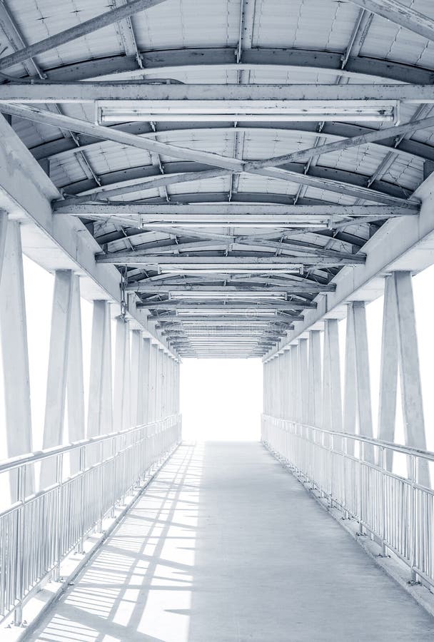 Light from the Way Out of Modern Metal Structure Bridge Stock Photo ...