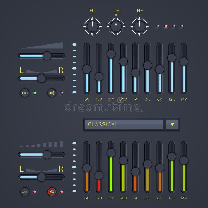 Light Web UI Elements on Dark Background Stock Vector - Illustration of ...