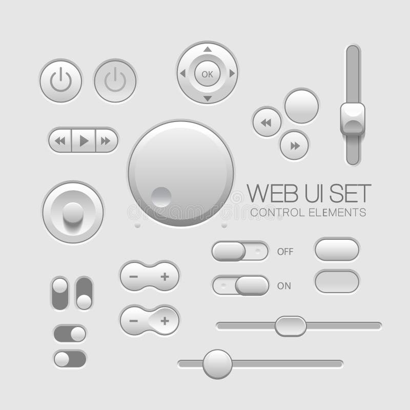 Light Web UI Elements Design Gray. Stock Vector - Illustration of graphic, control: 32808331