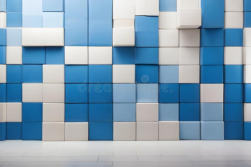Light White-Blue Blocks Wall Background Stock Illustration ...