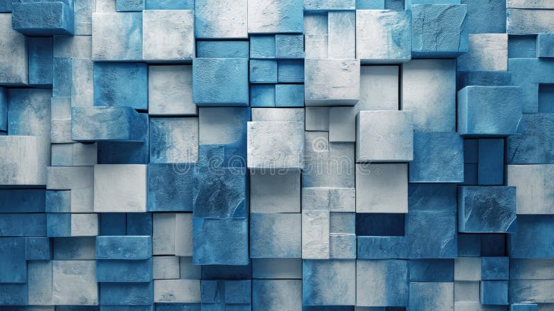 Light White-Blue Blocks Wall Background, Ai Generated Stock ...