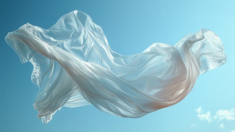 A Light White Fabric Flutters in the Wind Stock Photo - Image of ...