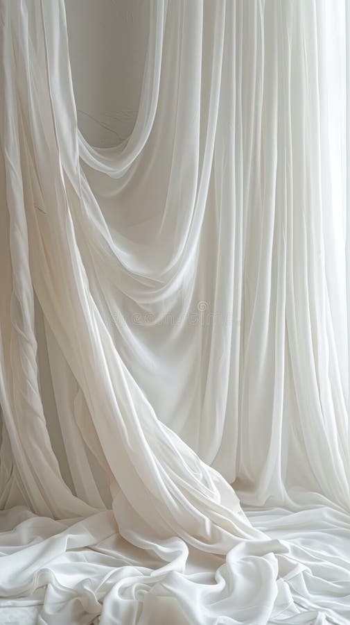 Soft White Fabric Drapes Elegantly Over a Serene Backdrop Creating a ...