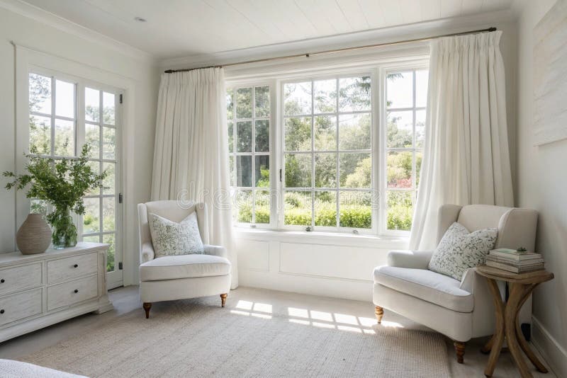 Light White Room with Big Window Stock Illustration - Illustration of ...