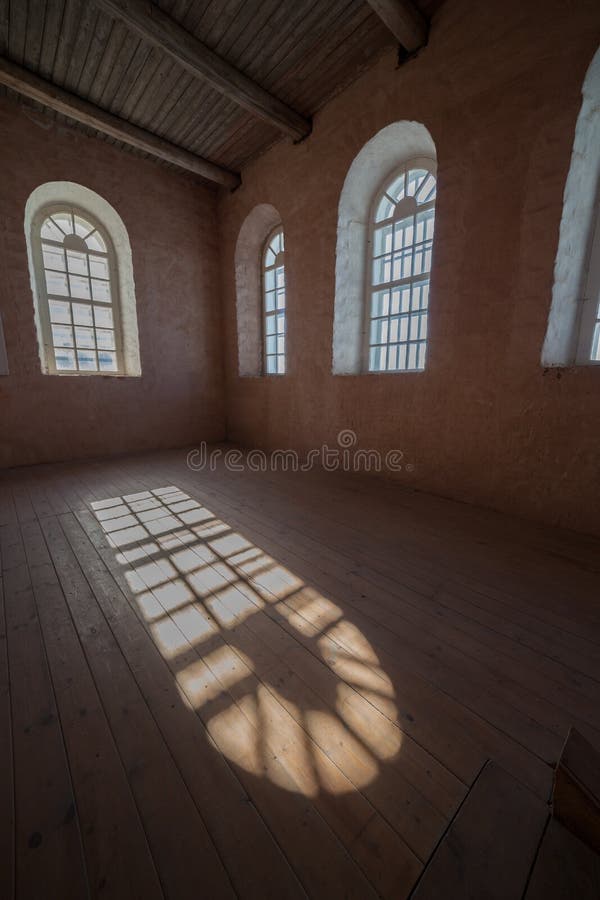 Light from Windows in a Hall on Wooden To a Floor Stock Photo - Image ...