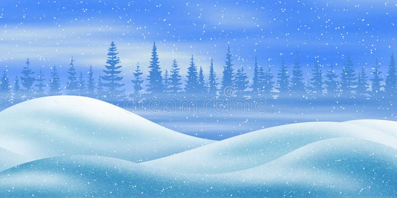 Light Winter Landscape, Snow Drifts and Trees, it Snows Stock Vector ...