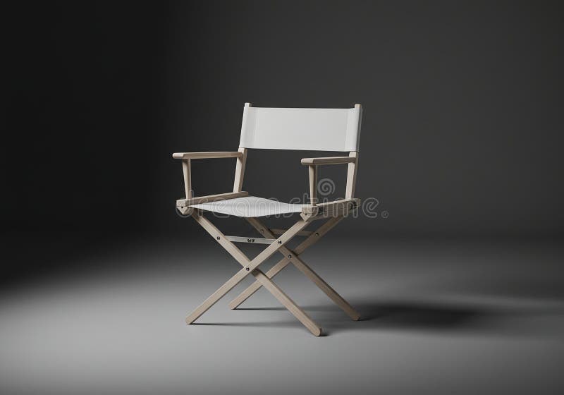 Light Wood Director S Chair with White Canvas in Studio Setting Stock ...