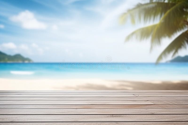 A Light Wooden Table Commands Attention Against the Dynamic, Blurred ...