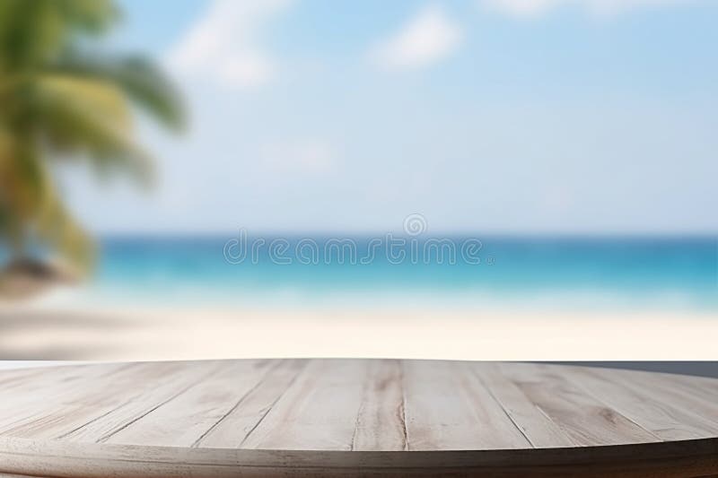 A Light Wooden Table Commands Attention Against the Dynamic, Blurred ...