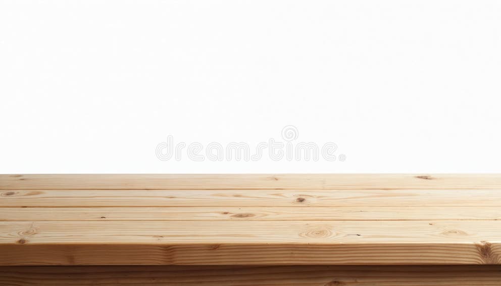 Light Wooden Table Top with Natural Pattern, Texture on White ...