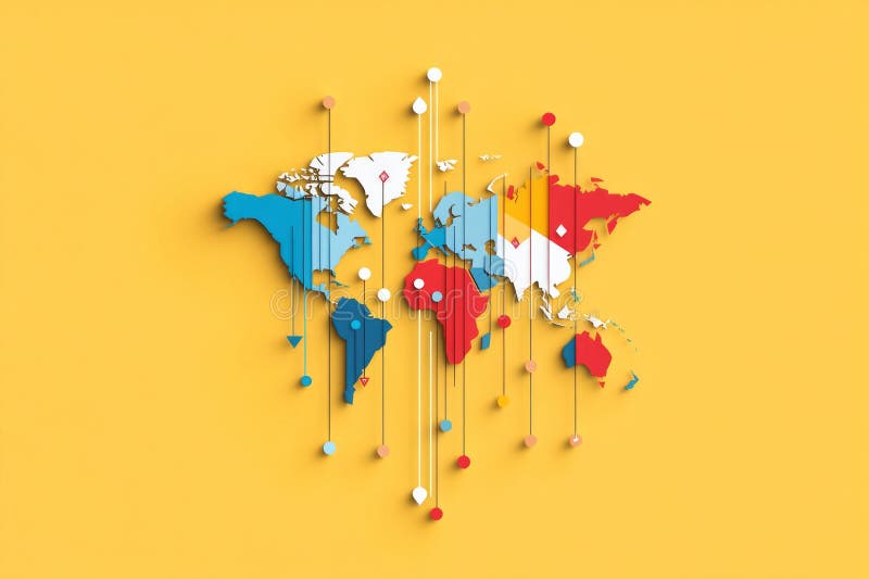A Light Yellow Background with a Large World Map,symbolizing the Global ...