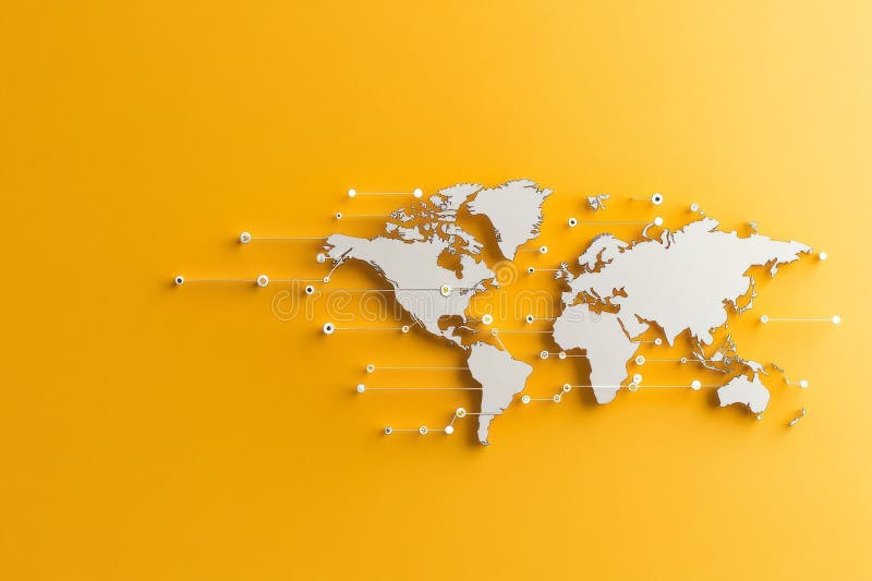 A Light Yellow Background with a Large World Map,symbolizing the Global ...