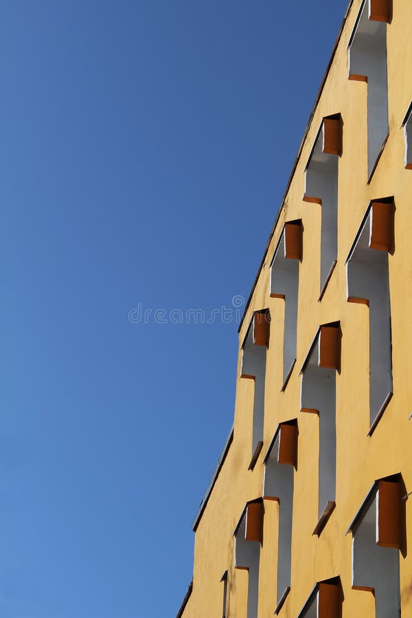 Architecture Geometry Yellow Building Blue Sky Stock Photo - Image of ...