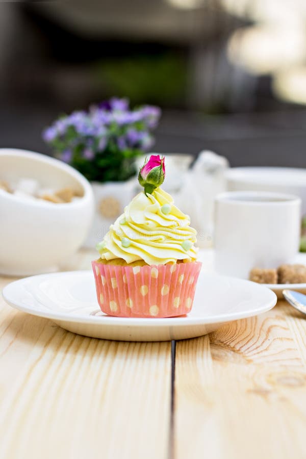 Light yellow Cupcake stock image. Image of eating, frosted - 63451689