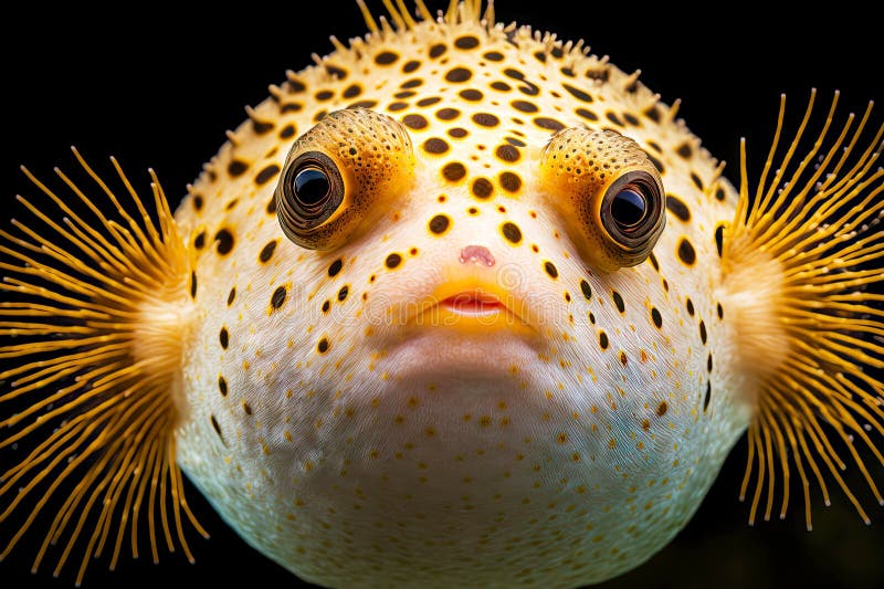 Light Yellow Dangerous Puffer Fish with Sharp Spines on Back Stock ...