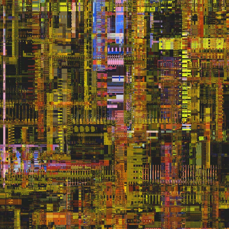Light Yellow and Orange Glitch Unique Design Abstract Digital Pixel ...