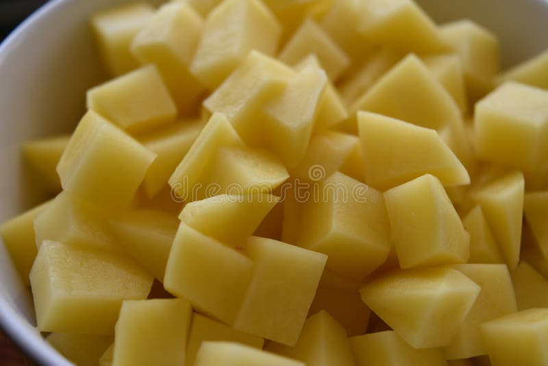 Light Yellow Potato Cubes Chops Stock Photo - Image of vegetable, light ...