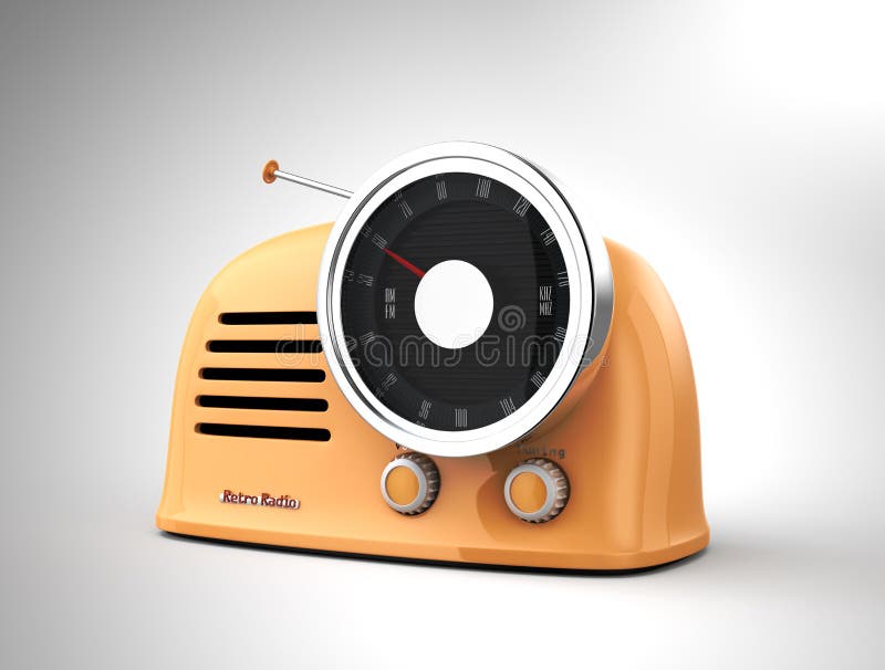 Light Yellow Retro Style Radio on Light Gray Background Stock ...