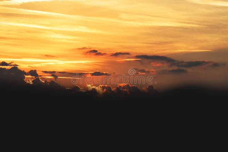 Light Yellow Sunset Sky Gorgeous Panorama Natural Sunset Bright ...