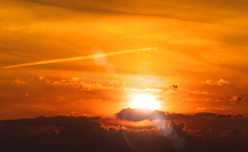 Light Yellow Sunset Sky Gorgeous Panorama Natural Sunset Bright ...