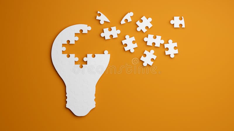 Lightblub Idea and Jigsaw Puzzle. 3d Render Stock Illustration ...