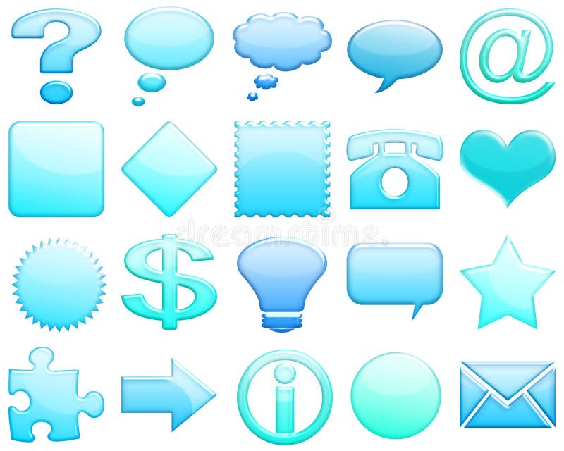 Lightblue Tones Glossy Icon Set 101 Stock Illustration - Illustration ...
