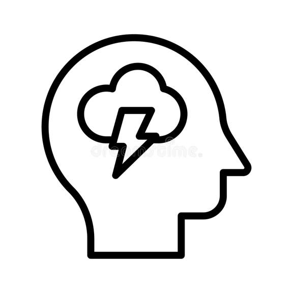 Lightbolt and Cloud Inside Mind Depicting Concept Icon of Brainstorming Vector Design Stock ...