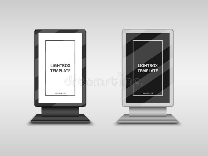 Totem Sign Mockup, Vector Lightbox Vertical City Format Billboard and ...