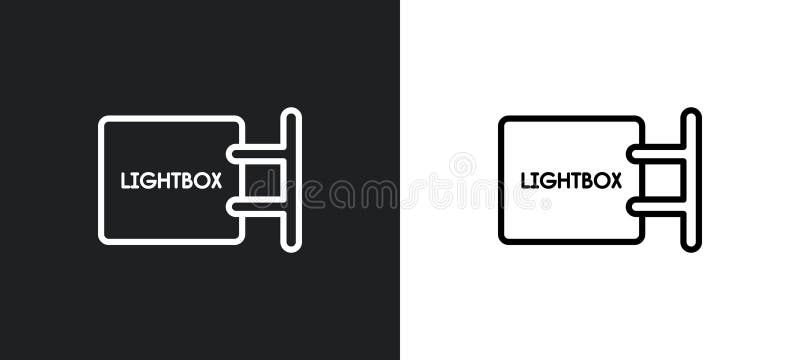 Lightbox Outline Icon in White and Black Colors. Lightbox Flat Vector Icon from City Elements ...