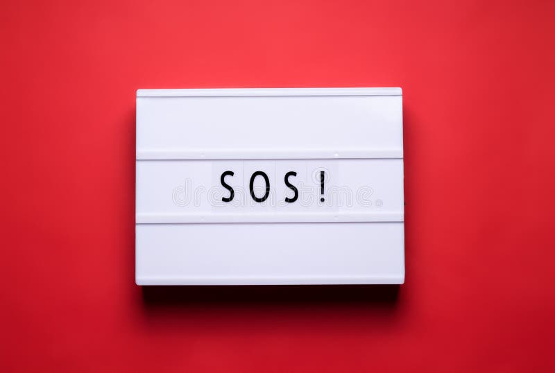 Lightbox White Board with the Inscription Sos Stock Photo - Image of ...