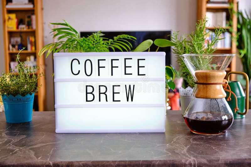 Lightbox Written `Coffee Brew` Stock Photo - Image of environment ...