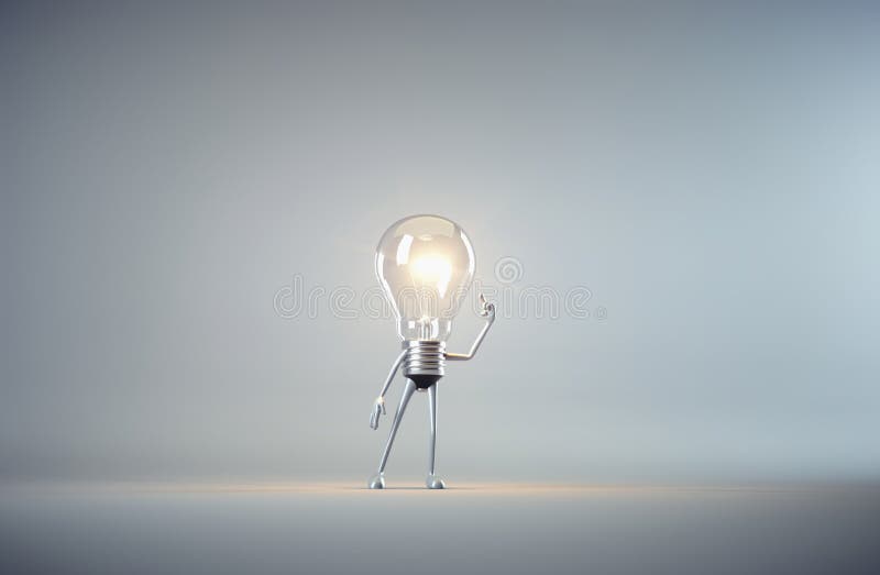 Lightbulb as a human body stock illustration. Illustration of glowing ...