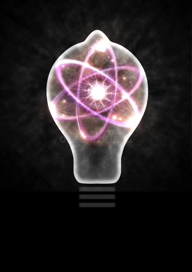 Lightbulb Atom 3D Illustration Stock Illustration - Illustration of ...
