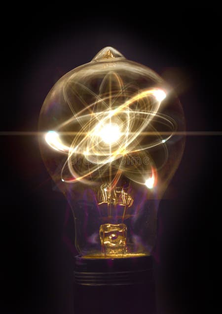 Lightbulb Atom Particle stock photo. Image of orbit, antique - 60224946