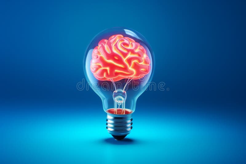 Lightbulb Brain Creative Shape. Generate Ai Stock Illustration ...