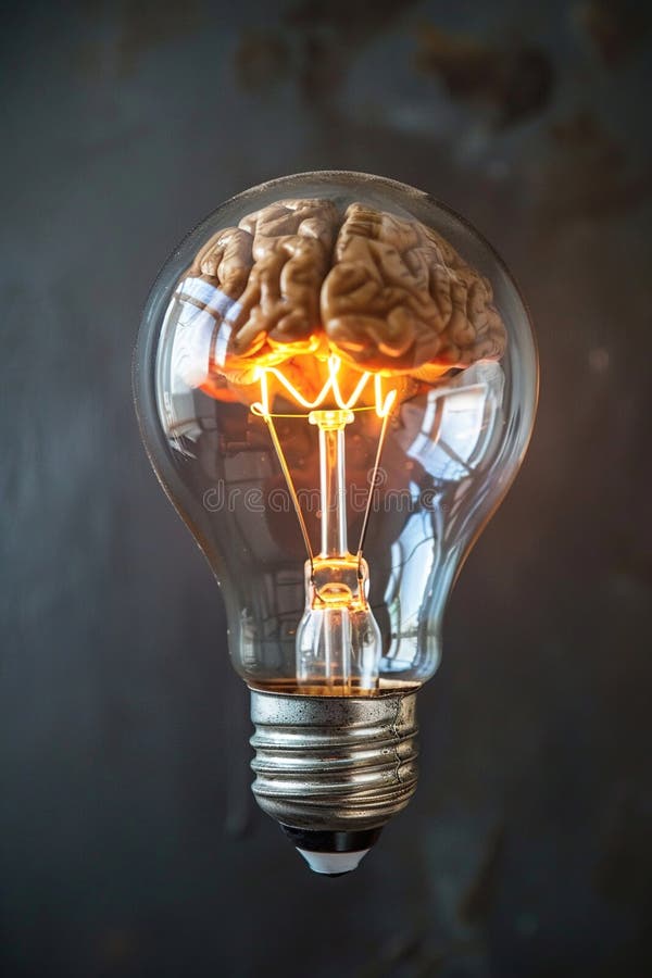 Lightbulb with Brain Inside of it. Creative Ideas Concept. Generative ...