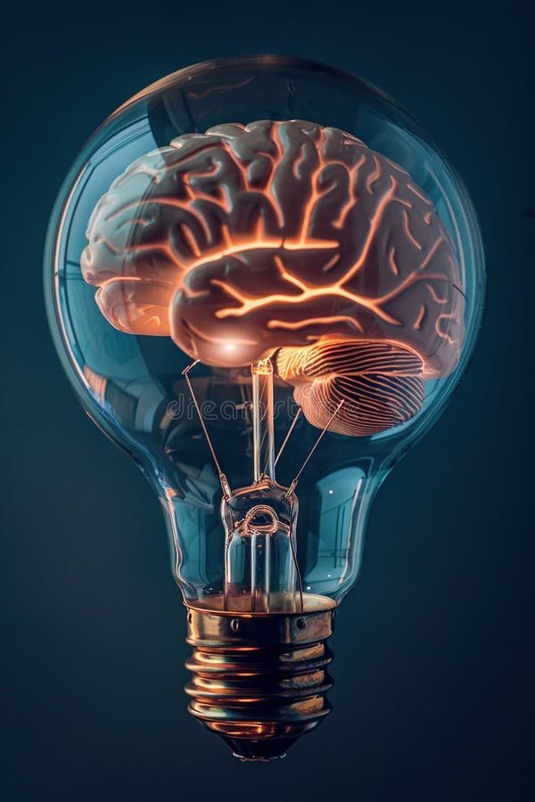 Lightbulb with Brain Inside of it. Creative Ideas Concept. Generative ...