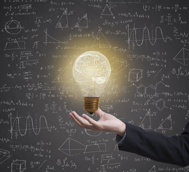 Lightbulb Brainstorming Creative Idea Math Formula on Business Stock ...